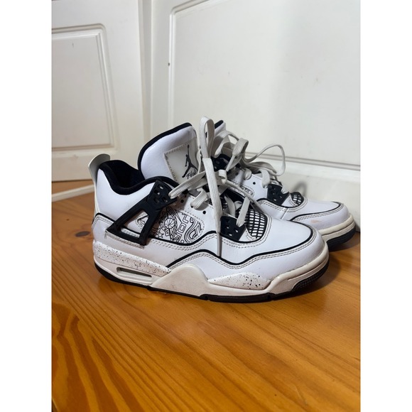 Jordan | Shoes | Kids Air Jordan 4 Retro White Black Cement Gs Dc41 100 ...